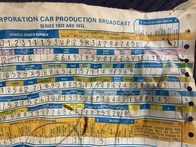 Broadcast sheet decode | For B Bodies Only Classic Mopar Forum